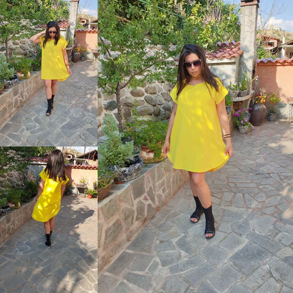 Модел 384 - Къса рокля в жълто - Eva design clothes